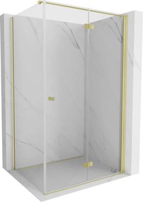 Mexen Mist-F T, 1-křídlý ​​skládací sprchový kout pravý 70 x 85 cm, čiré sklo, zlatý lesklý profil, 8A6T-070-085-50-00-P