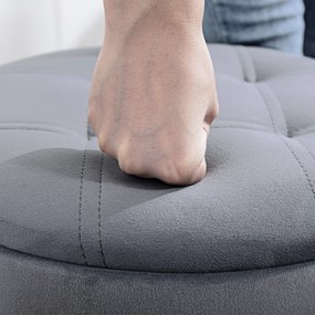 Sametová barová stolička HOMCOM se skrytým úložným prostorem, otočná a výškově nastavitelná, šedá