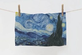 Lenbutik Luxusní lněná utěrka ,70x45 cm - Vincent Van Gogh  Hvězdná noc/ Starry night