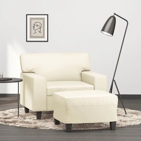 Křeslo s podnožkou krémové 60 cm umělá kůže 3201160