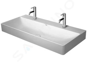 DURAVIT - DuraSquare Dvojumyvadlo 1000x470 mm, bez přepadu, 2 otvory pro baterie, DuraCeram, WonderGliss, bílá (23531000431)