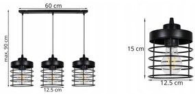 Závěsné svítidlo RASTI, 3x drátěné stínítko (výběr ze 2 barev)