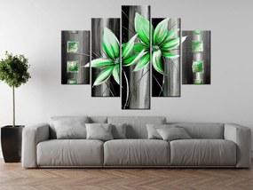 Gario Ručně malovaný obraz Krásné zelené květiny - 5 dílný Rozměry: 150 x 105 cm