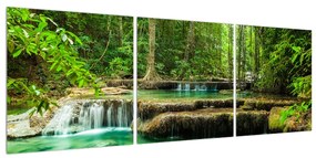 Obraz průzračného lesního toku (120x40 cm)