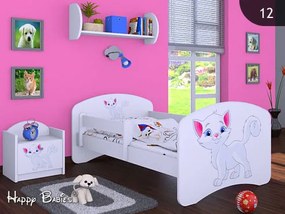 Dětská postel Kevin vzor 12 180x90 cm kočka - růžová