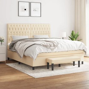 Box spring postel s matrací krémová 180x200 cm textil 3136858