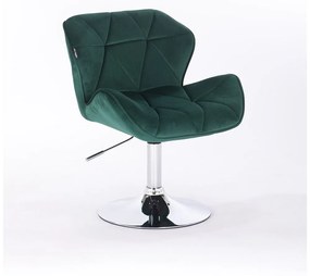 Velurová kosmetická židle MILANO na kulaté podstavě - zelená