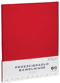 Spod Igły i Nitki Bavlněné prostěradlo 140x200 červené jednobarevné Simply