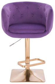 LuxuryForm Barová židle MONTANA  VELUR na zlaté hranaté podstavě - fialová