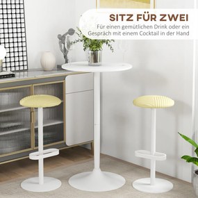 HOMCOM barový stůl vysoký kulatý kuchyňský stůl Ø60 cm do obývacího pokoje jídelny ocelový bílý výškově nastavitelný | Aosom.de