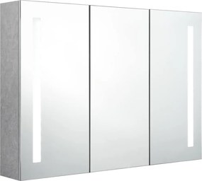 LED koupelnová skříňka se zrcadlem betonově šedá 89x14x62 cm 326525