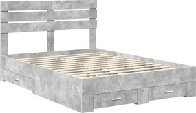 Rám postele s čelo Betonově šedá 140 x 190 cm Kompozitní dřevo 3411646