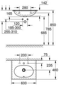 GROHE 3956800H - Umyvadlo ESSENCE 600 × 460 mm keramika/bílá