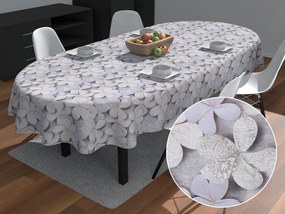 Biante Dekorační oválný ubrus PML-032 Designové květy na šedém 100x140 cm