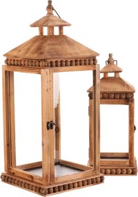 Set dvou dřevěných luceren hnědý DA211 BR (2 ks)