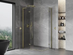 Mexen Mist-H L Duo, 2-křídlý ​​sprchový kout 105 x 75 cm, čiré sklo, zlatý lesklý profil, 8A5L-105L-075P-50-00