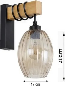 Brilagi - Nástěnné svítidlo WOOD GLASS 1xE27/60W/230V borovice/černá/kouř béžová