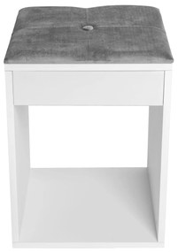 Tutumi, čalouněný puf/židle 34x34x48 cm, šedá-bílá, MEB-09091