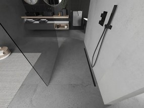 Mexen Kioto, sprchová zástěna Walk-In 155 x 200 cm, 8mm čiré sklo, černý profil, 800-155-002-70-00
