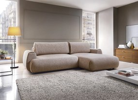 Rohová rozkládací sedací souprava do L PAMPLONA, 270 cm, s úložným prostorem Roh pohovky: Levý roh, Barva látky: Světle šedá (Puente 06)