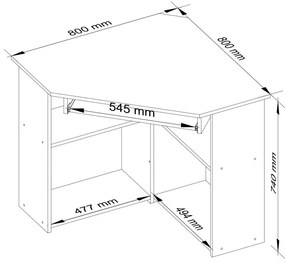 Rohový psací stůl Ted bílý