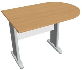 Stůl jednací oblouk 120 cm - Hobis Cross CP 1200 1 Dekor stolové desky: buk, Dekor lamino podnože: bílá, Barva nohou: Stříbrná