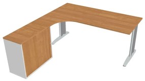 Sestava stolu a skříně pravá 180 cm - Hobis Flex FE 1800 HR P Dekor stolové desky: olše, Barva nohou: Stříbrná