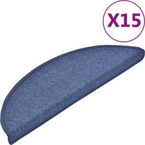 Schodové rohože 15 ks 56 x 17 x 3 cm modré, půlkulaté 133883
