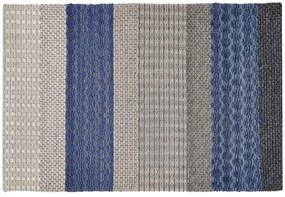 Koberec vlněný 140 x 200 cm pruhovaný vzor modrý / šedý AKKAYA Beliani