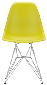 Eames Plastic Chair DSR chrom hořčicová černé na tvrdou podlahu Vitra