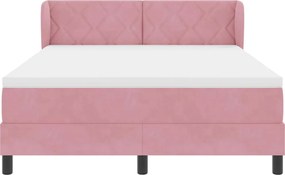 Postel s boxspringem s čelo Růžová 160 x 200 cm samet 3340453