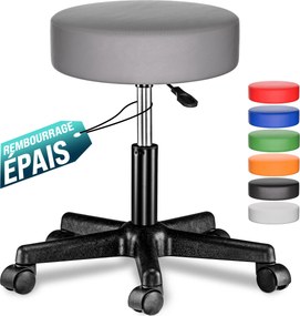 Pojízdná stolička umělá kůže šedý 360° otočný