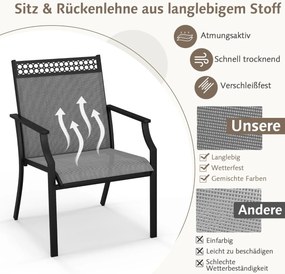 Costway Sada 2 zahradních židlí s rychleschnoucí látkou a kovovým