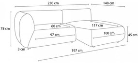 Bílá manšestrová rohová pohovka (levý roh) Lecomte – Bobochic Paris