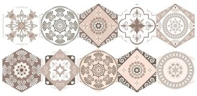 Sada 10 samolepek na podlahu Ambiance Floor Stickers Hexagons Cornalina, 40 x 90 cm