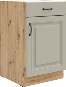 STILO ac | dolní skříňka 50 D 1F 1S se zásuvkou PREMIUM BOX | 50 cm | UNI dvířka | artisan/světle šedá