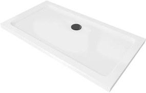 Mexen SLIM - Obdélníková sprchová vanička 140x70x5cm + černý sifon, bílá, 40107014B