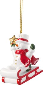 Villeroy & Boch Závěsná porcelánová ozdoba Christmas Classics 2025, Sněhulák, 8,7 cm 14-8675-4351