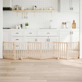 vidaXL Zábrana pro psy s dvířky skládací 6 panelů 300 cm jedle [352285] Barva: Přírodní
