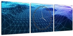 Obraz - Hory v počítačovém modelu (s hodinami) (90x30 cm)