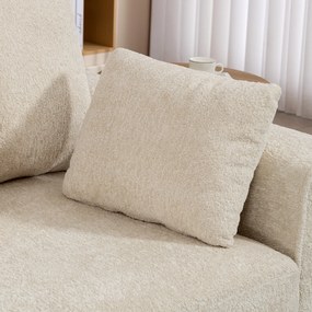 HOMCOM 3místná pohovka s hlubokým sedákem, 211,5 cm, sametový vzhled, béžová, 4 polštáře
