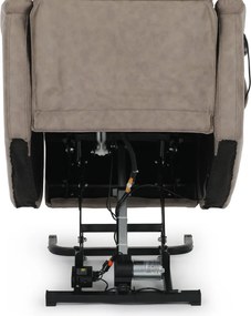 TV křeslo OLIVER s elektrickým polohováním — 4 motory, látka, béžovo-hnědá, nosnost 150 kg