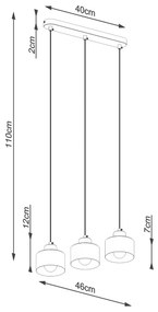 Závěsné svítidlo Savar 3, 3x černé kovové stínítko