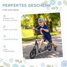 Dětská koloběžka HOMCOM 12" se zadní brzdou, výškově nastavitelná koloběžka v černé barvě, robustní ocel a EVA, ideální pro děti