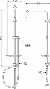 Mexen sprchový sloup T, bílá, 7939399-20