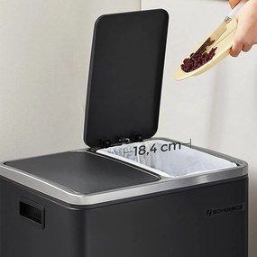 Kuchyňský odpadkový koš, 2 x 15 litrů, černý