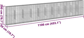 Gabionový koš s víkem 1 100 x 50 x 200 cm pozinkované železo 3295176