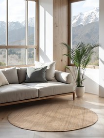 Hanse Home, Kusový koberec Jaipur 105974 Natur/Gold kruh, 200x200 (průměr) kruh, béžová, chodba / předsíň