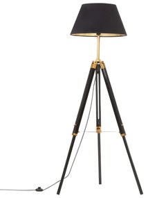 Stojací lampa Berea - masivní teakové dřevo - 141 cm | černá a zlatá