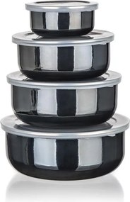 Smaltované misky s víčky METALLIC Black